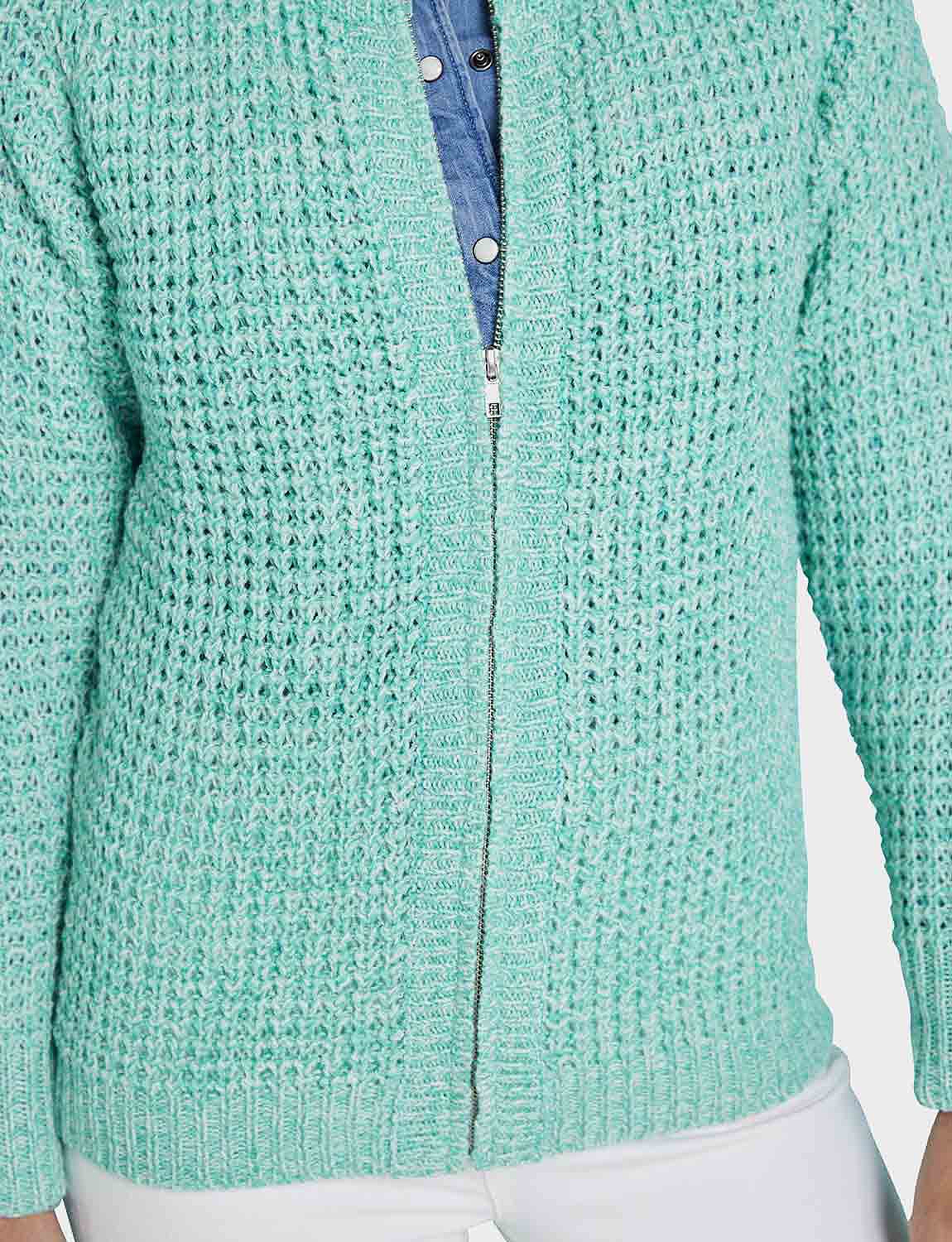 Textured Marl Knit Zip Cardigan | Chums